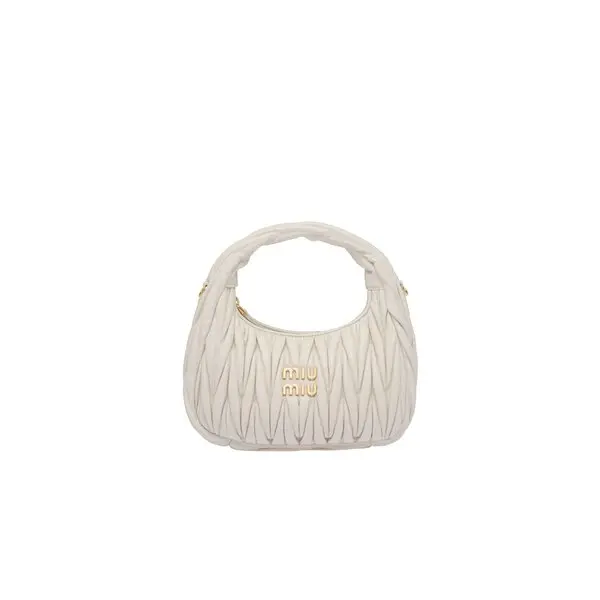 Miu Miu Wander Matelassé Nappa Leather Hobo Bag - White