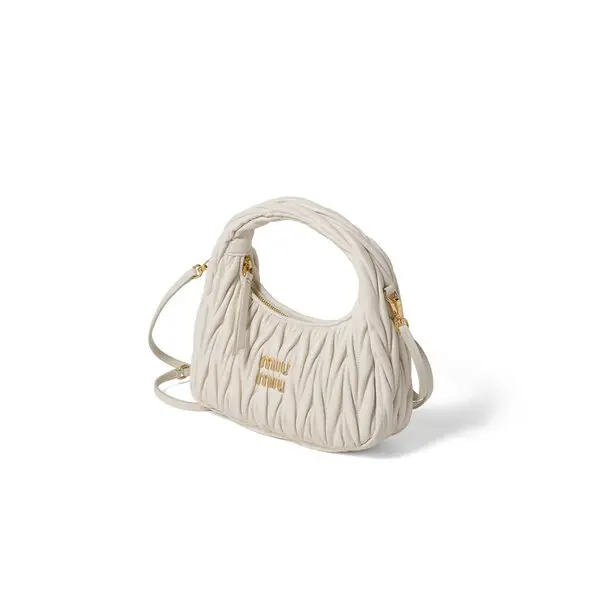 Miu Miu Wander Matelassé Nappa Leather Hobo Bag - White