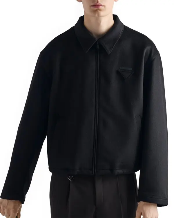 Prada Wool And Cashmere Blouson Jacket With Drawstring Hem