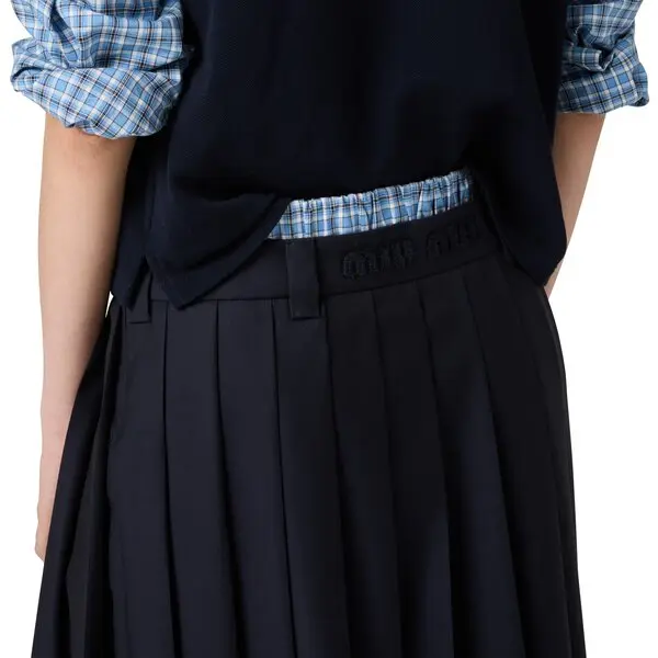 Miu Miu Pleated Batavia Midi Skirt