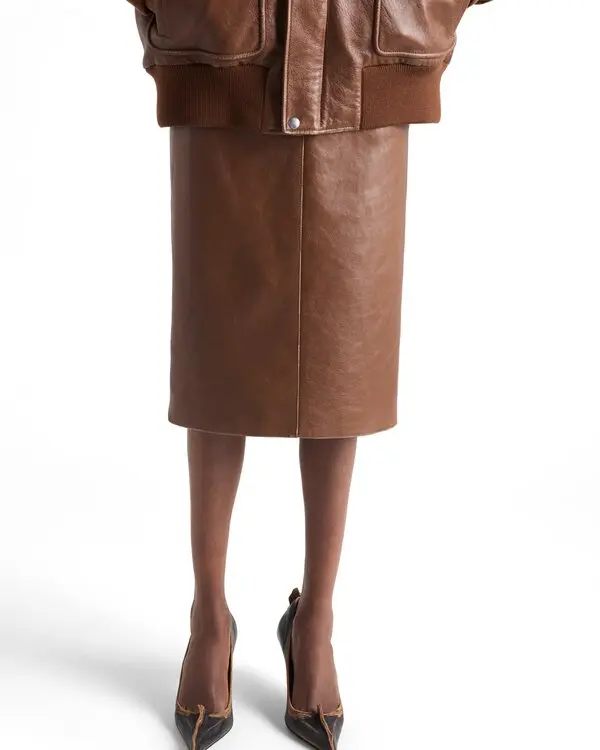 Prada Nappa Leather Pencil Skirt