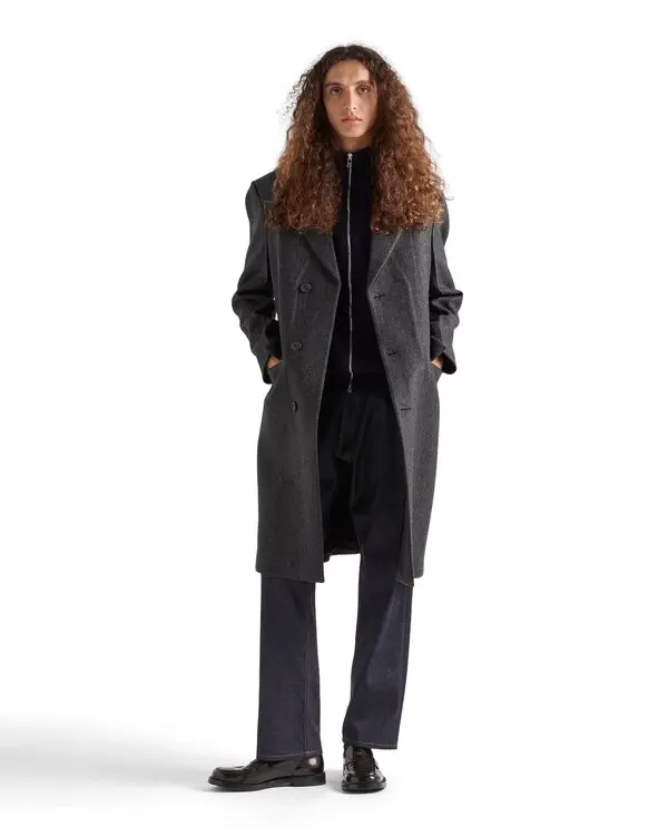 Prada Cashmere Zip-up Cardigan With Leather Inserts