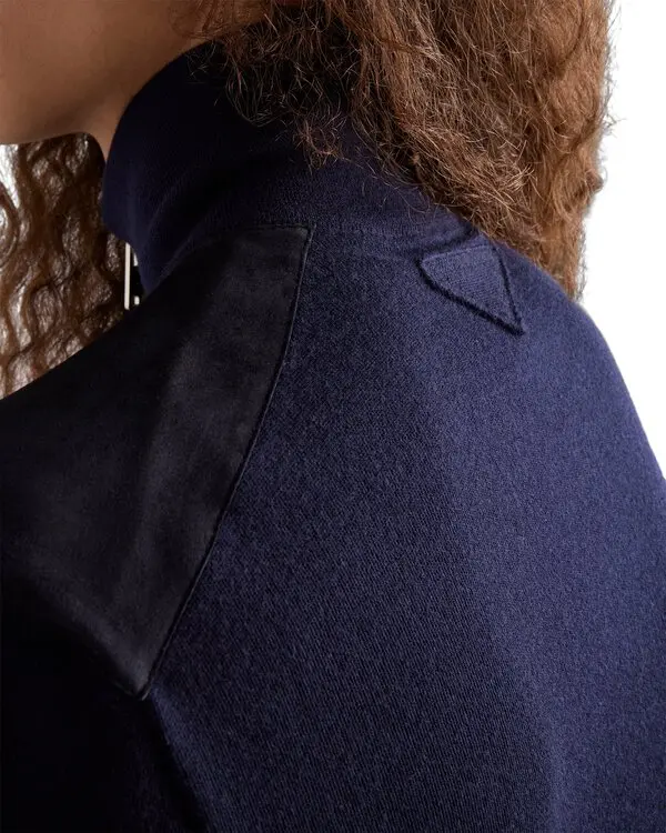 Prada Cashmere Zip-up Cardigan With Leather Inserts