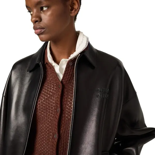 Miu Miu Plongé Nappa Leather Zip-up Jacket