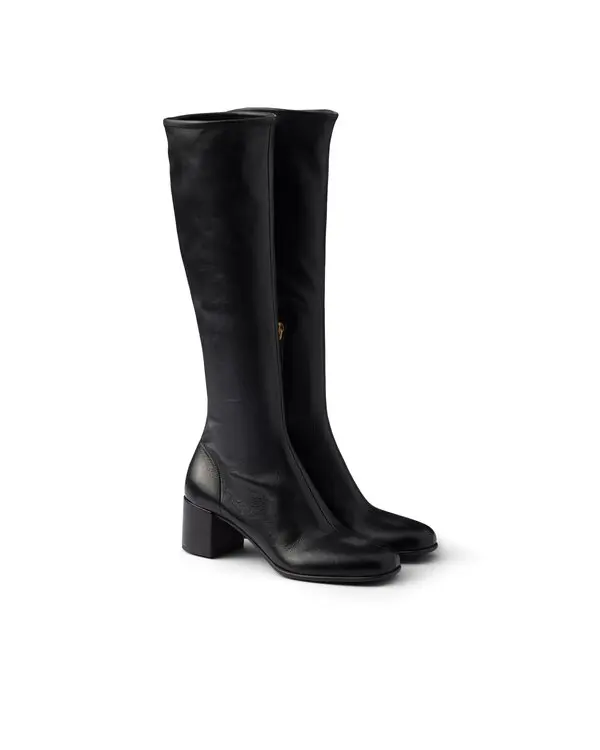 Prada Stretch Nappa Leather Knee-high Boots - Black