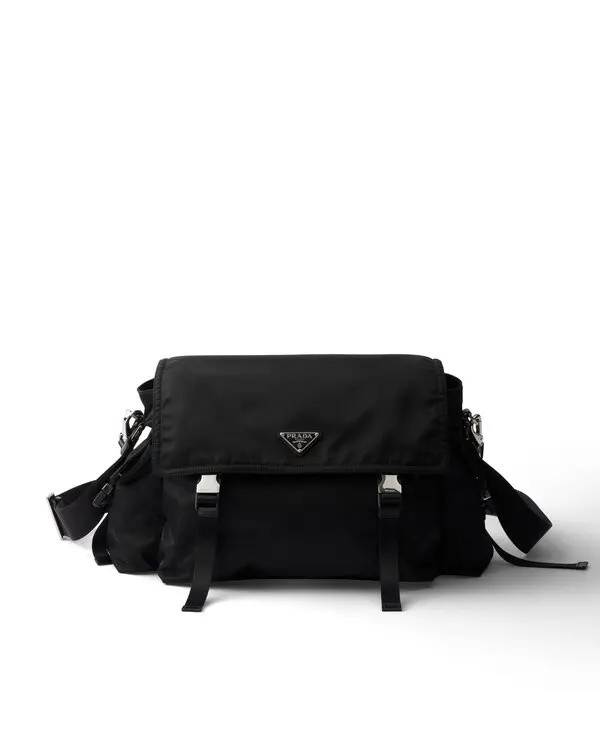 Prada Explore Re-nylon And Leather Bag - Black