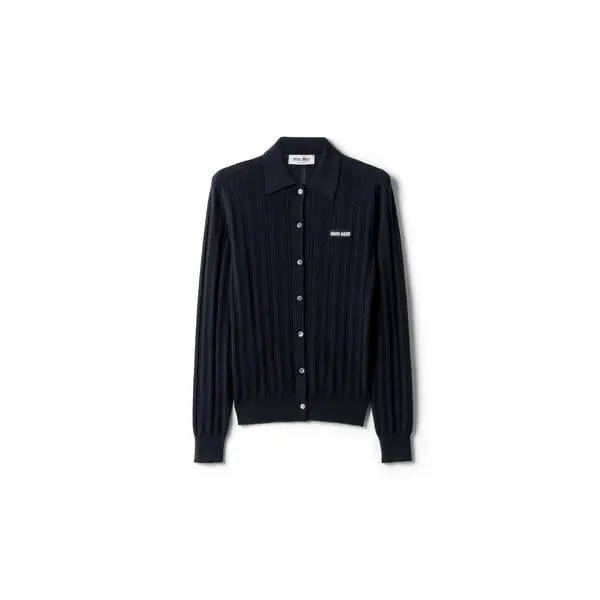 Miu Miu Buttoned Cashmere Cardigan - Navy