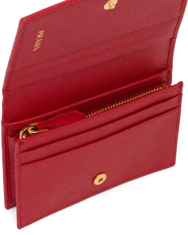 Prada Small Saffiano Leather Wallet - Fiery Red