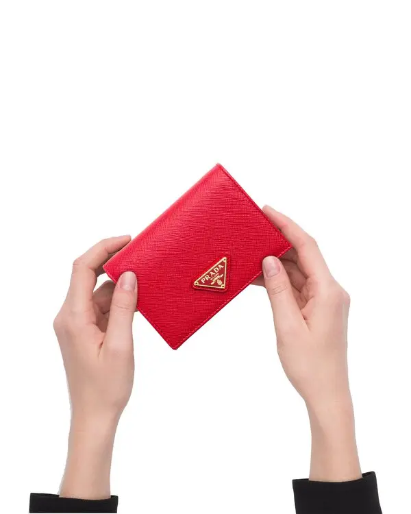 Prada Small Saffiano Leather Wallet - Fiery Red