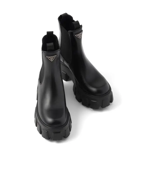 Prada Monolith Brushed Leather Chelsea Boots