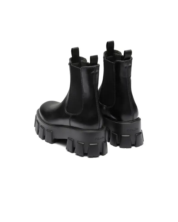 Prada Monolith Brushed Leather Chelsea Boots