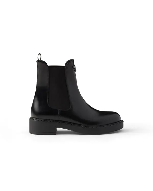 Prada Brushed Leather Chelsea Boots