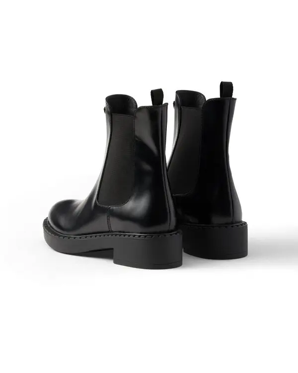 Prada Brushed Leather Chelsea Boots