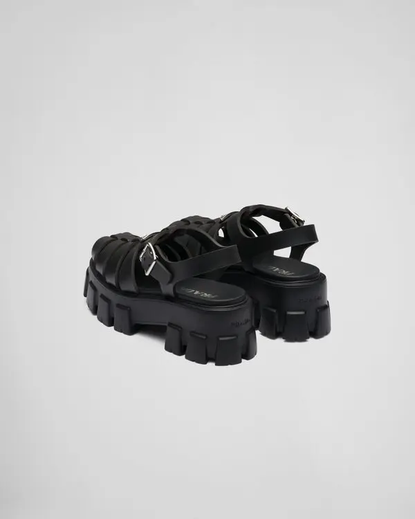 Prada Rubber Monolith Sandals - Black