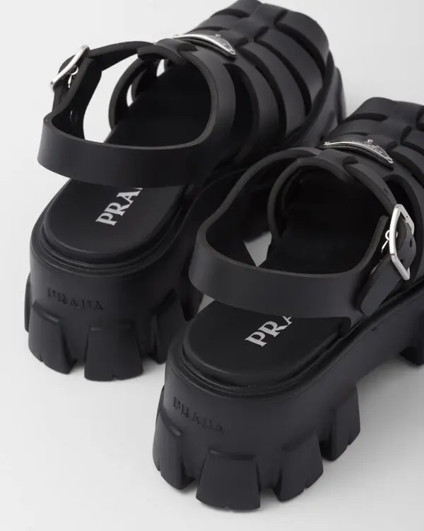 Prada Rubber Monolith Sandals - Black