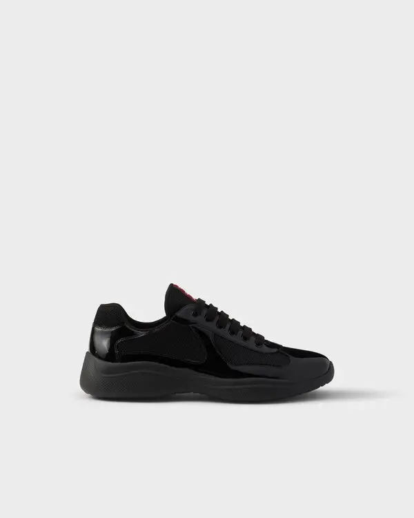 Prada America's Cup Patent Leather And Technical Fabric Sneakers - Black