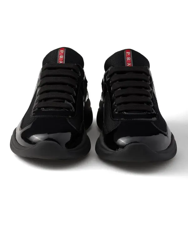 Prada America's Cup Patent Leather And Technical Fabric Sneakers - Black