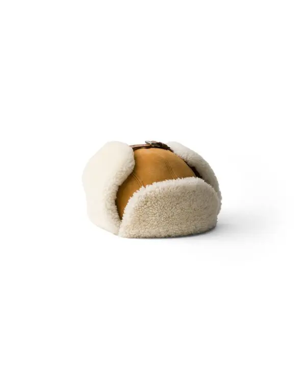 Prada Suede And Shearling Trapper Hat - Honey