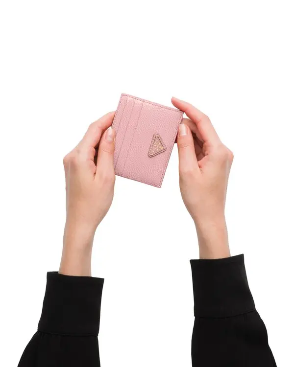 Prada Saffiano Leather Card Holder - Peach