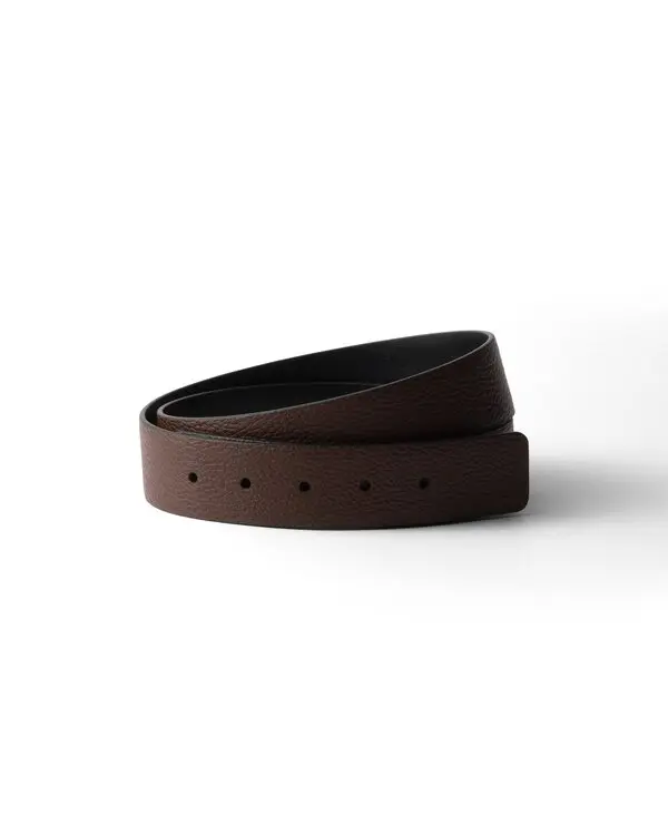 Prada Leather Belt Strap - Rust/black