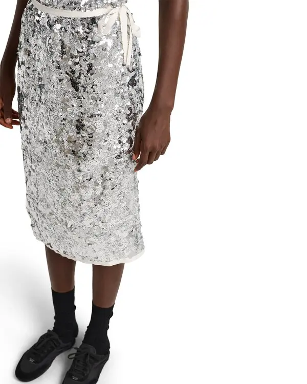 Prada Embroidered Sequin Skirt - Silver