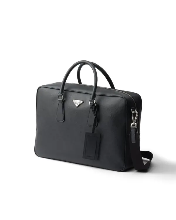 Prada Saffiano Leather Work Bag - Black