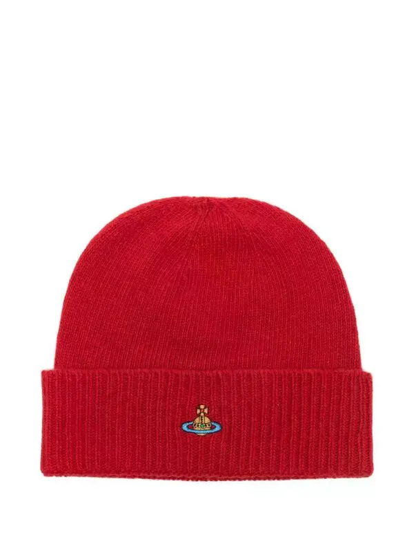 VIVIENNE WESTWOOD Orb Embroidered Beanie - Red