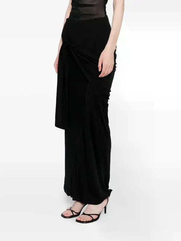 YEHUAFAN Draped Ribbed Knit Skirt