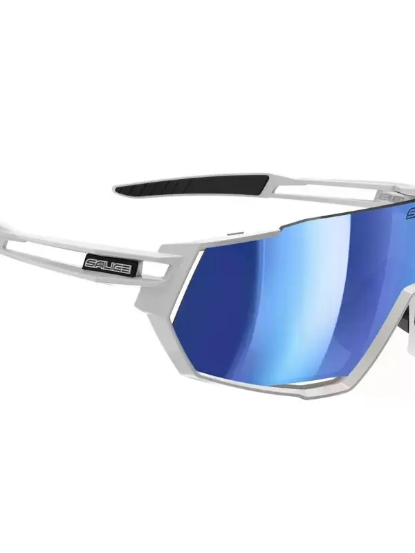 SALICE Geometric Frame Sunglasses With Mirrored Lenses - White