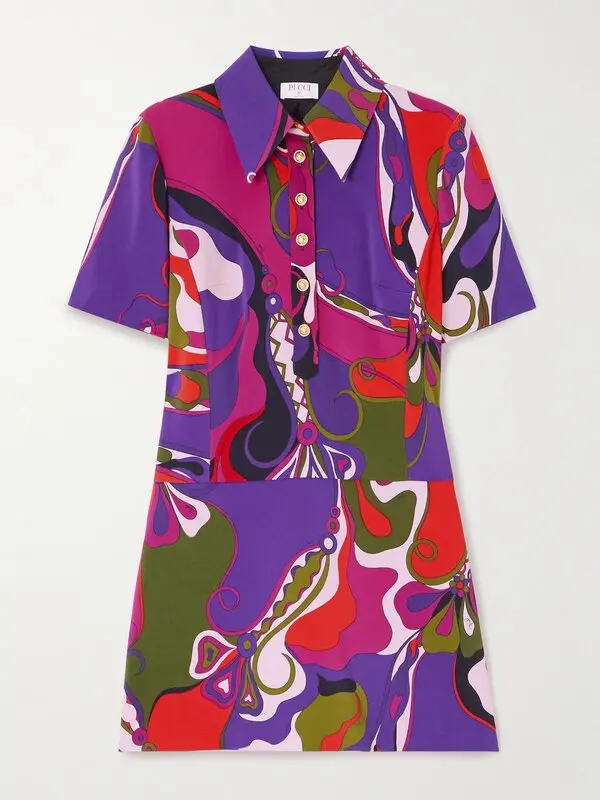 Emilio Pucci Printed Cady Mini Dress - Multi