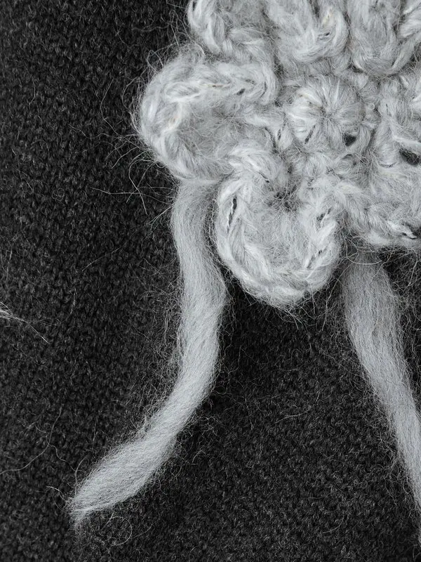 GANNI Appliquéd Wool-blend Sweater - Gray