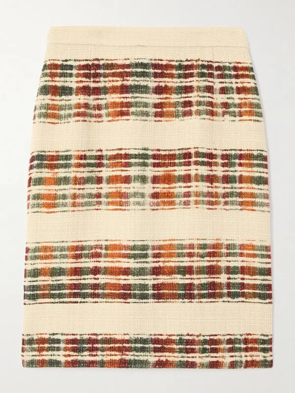 Loro Piana Striped Wool-bouclé Skirt
