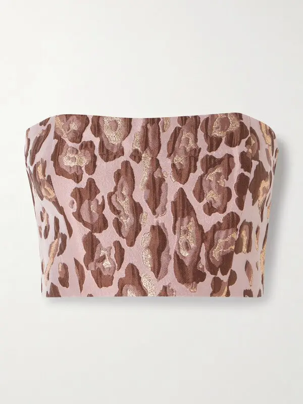 Cara Cara Elsa Cropped Leopard-brocade Top - Neutrals