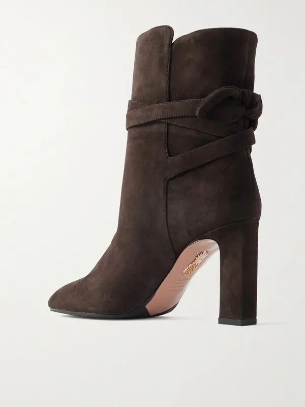 AQUAZZURA Very Bow Tie 105 Suede Ankle Boots