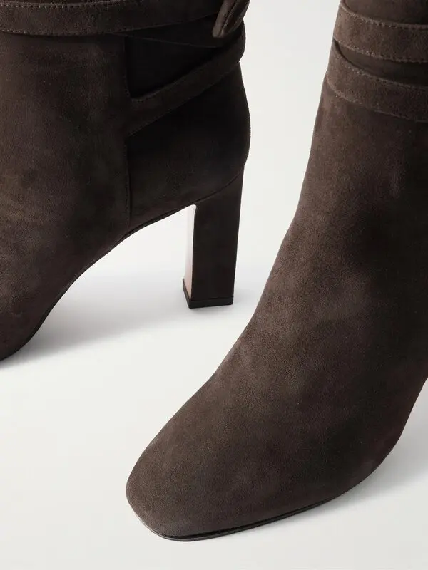 AQUAZZURA Very Bow Tie 105 Suede Ankle Boots