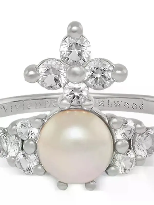 VIVIENNE WESTWOOD Feodora Embellished Orb Ring - Silver