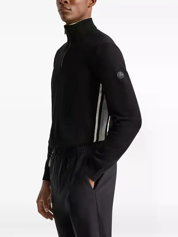 Fusalp Natom Quarter Zip Sweatshirt With Intarsia Stripe Detail
