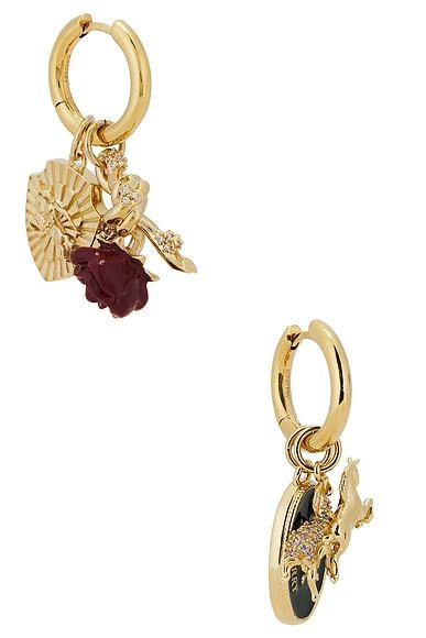 Burberry Charm Hoop Earrings - Gold & Multicolour