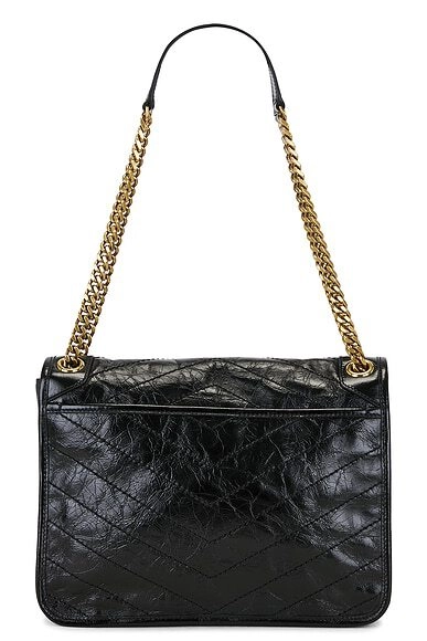 Saint Laurent Medium Niki Chain Bag In Crinkled Patent Leather - Nero