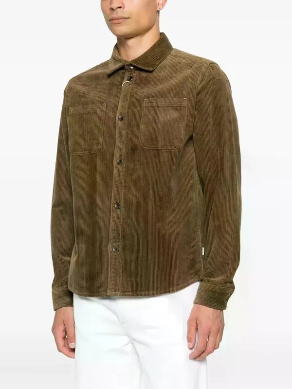 LES DEUX Patch-pocket Corduroy Shirt - Brown