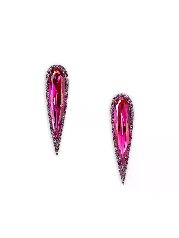 ANABELA CHAN 14k White Gold And Black Rhodium Vermeil Glimmer Ruby Earrings - Silver
