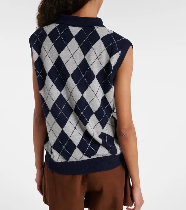 LISA YANG Riana Argyle Cashmere Sweater Vest