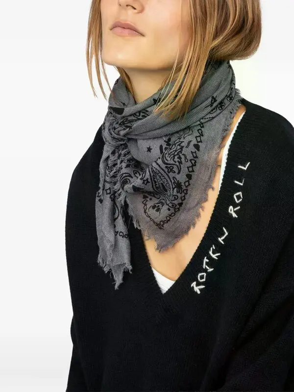 Zadig&Voltaire Nuage Frayed Bandana - Grey