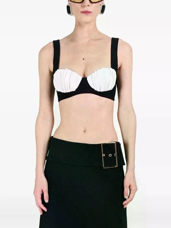 ROWEN ROSE Gathered-cup Bra - Black