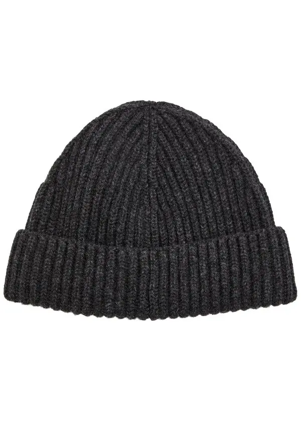 Loewe Ribbed Cashmere Beanie With Logo Appliqu