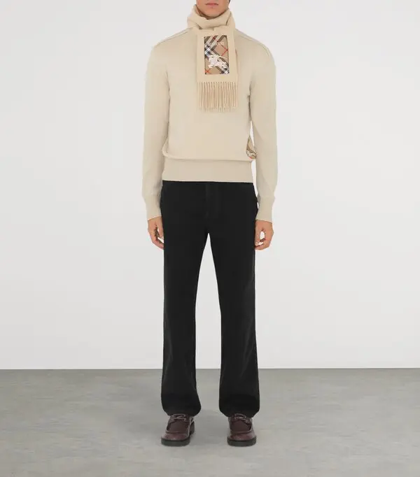 Burberry Cashmere Check Patch Scarf - Beige