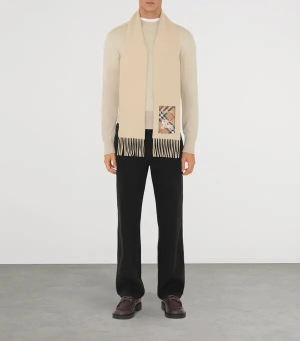Burberry Cashmere Check Patch Scarf - Beige
