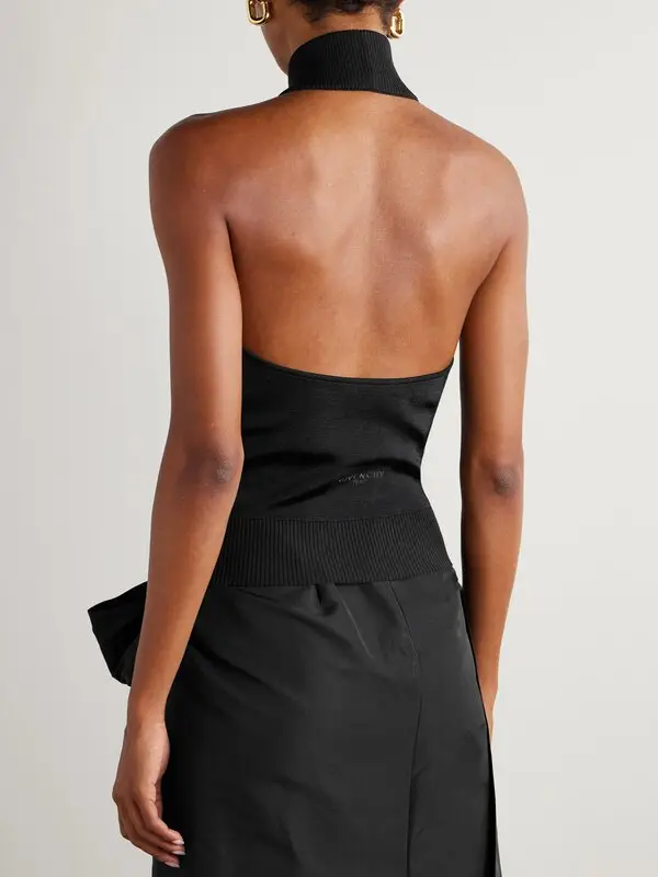 Givenchy Cropped Jersey Halterneck Top