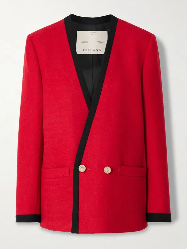 Giuliva Heritage The Charlotte Double-breasted Wool And Mohair-blend Blazer - Red