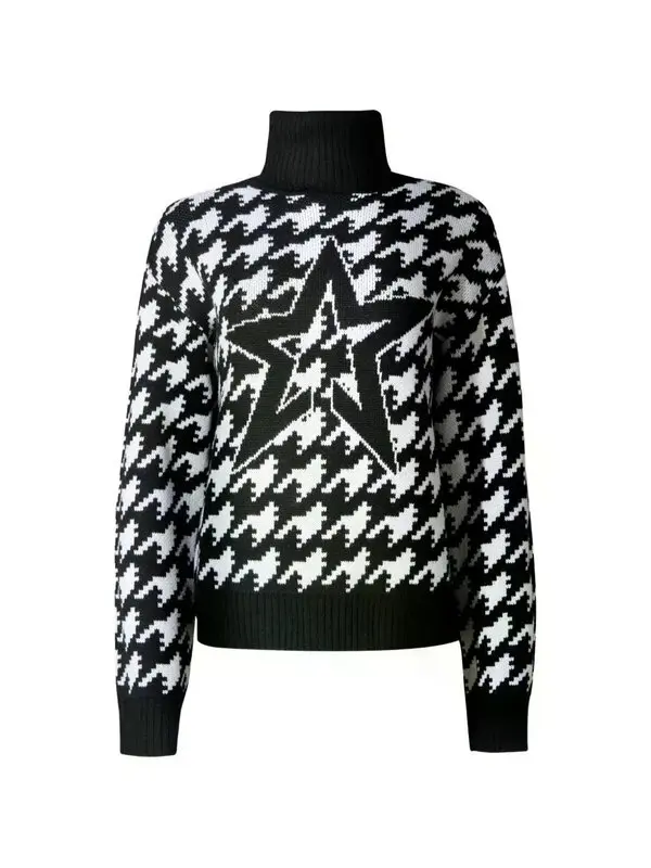 Perfect Moment Houndstooth Star Intarsia Turtleneck Sweater